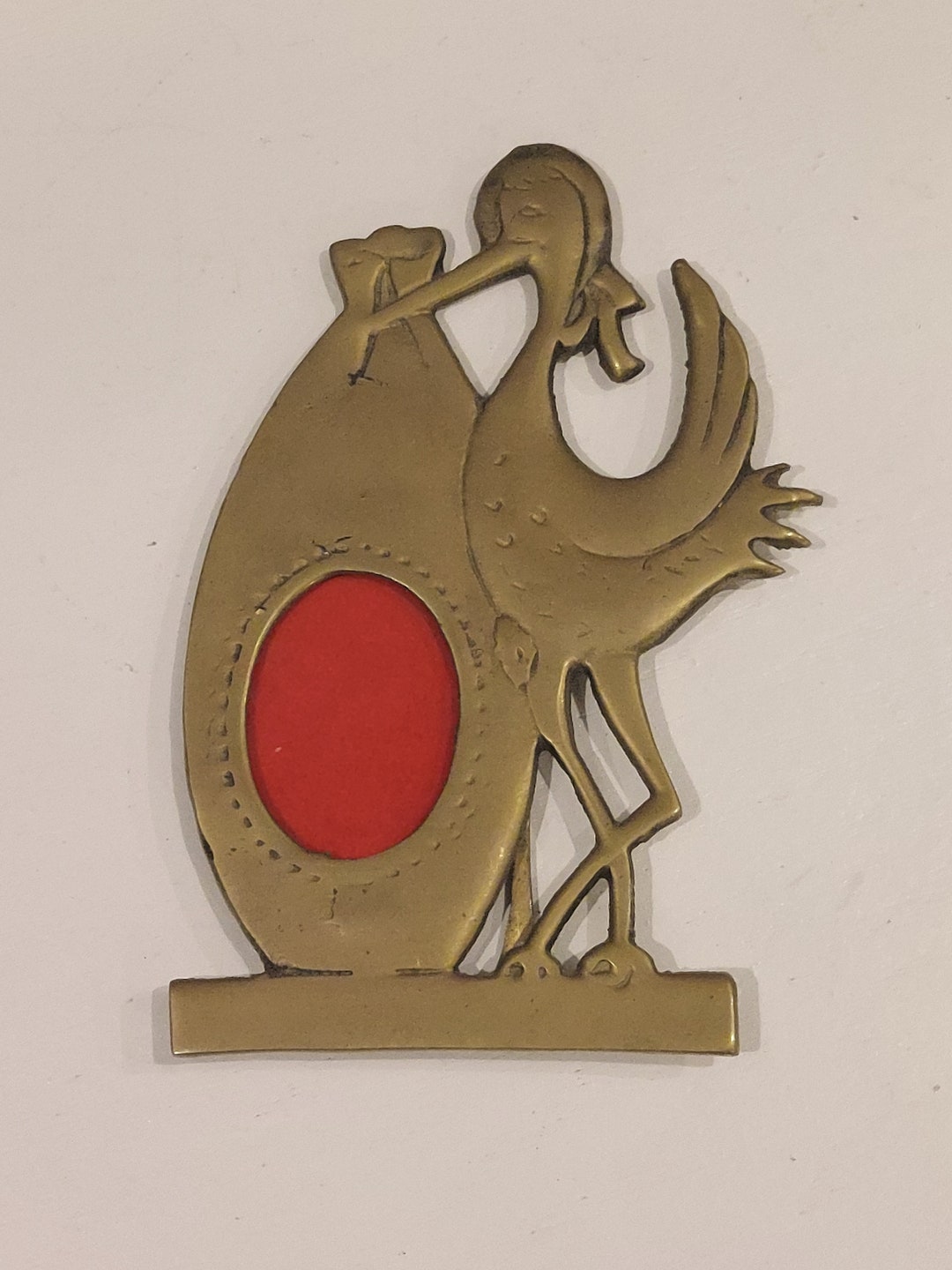 RARE Mid Century Solid Brass Stork Picture Frame With Easel Stand-vtg ...