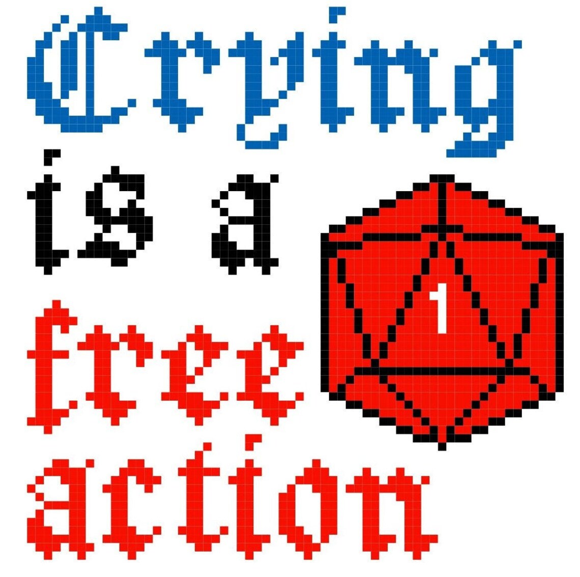 Crying is A Free Action Cross Stitch Pattern *PDF ONLY* - Etsy