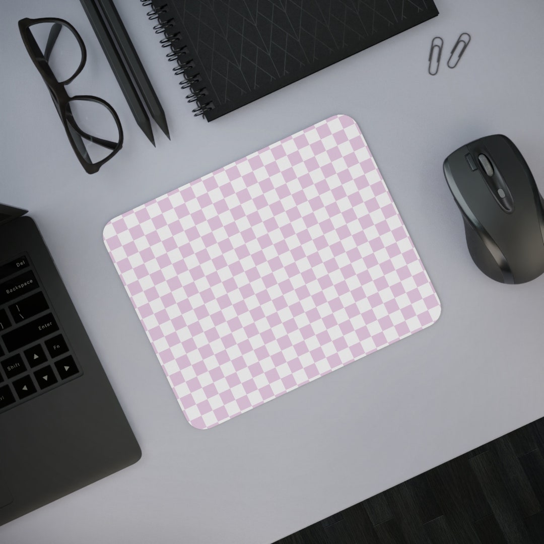 Light Pink and White Checker, 8.6 X 7, Desk Mouse Pad, Checkered Mouse ...
