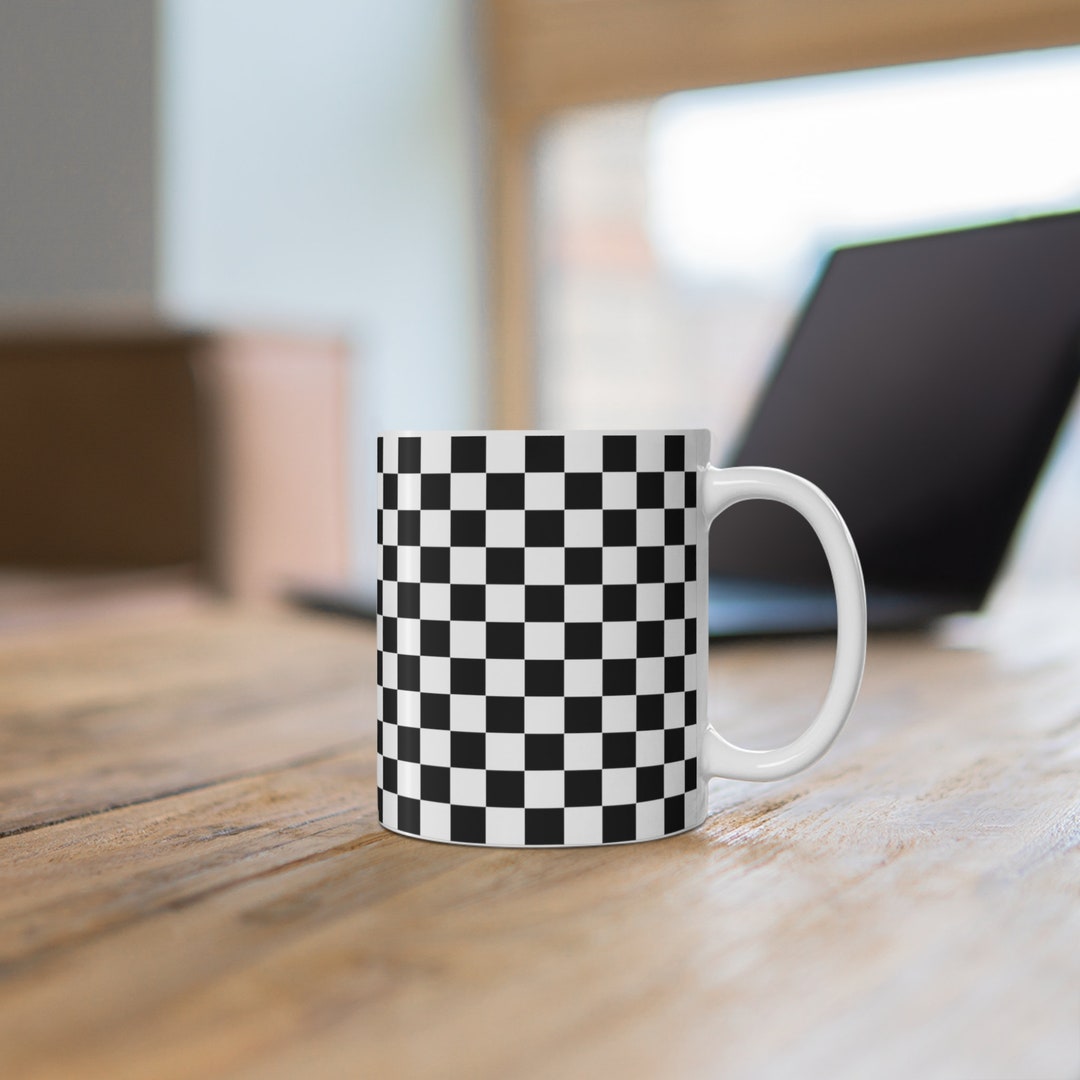 Black and White Checker, 11oz Mug, Checkered Mug, Valentine's Day Gift ...