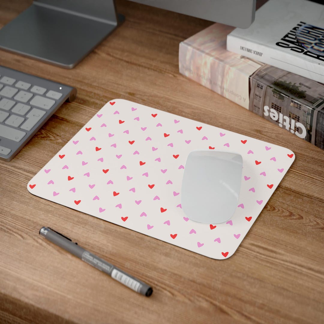 Confetti Hearts Mouse Pad, 8.6" X 7", Desk Mouse Pad, Mini Hearts Mouse ...