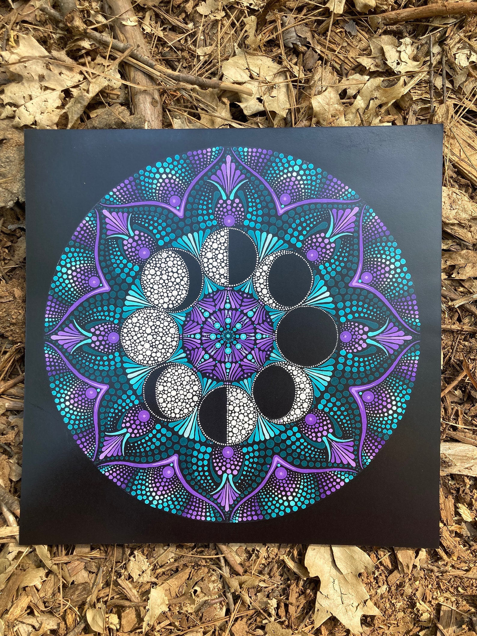 Moon Phase Mandala Painting - Print - Etsy