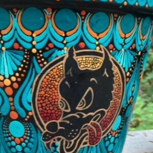 Hand Painted Turquoise Dire Wolf Flower Pot - Etsy