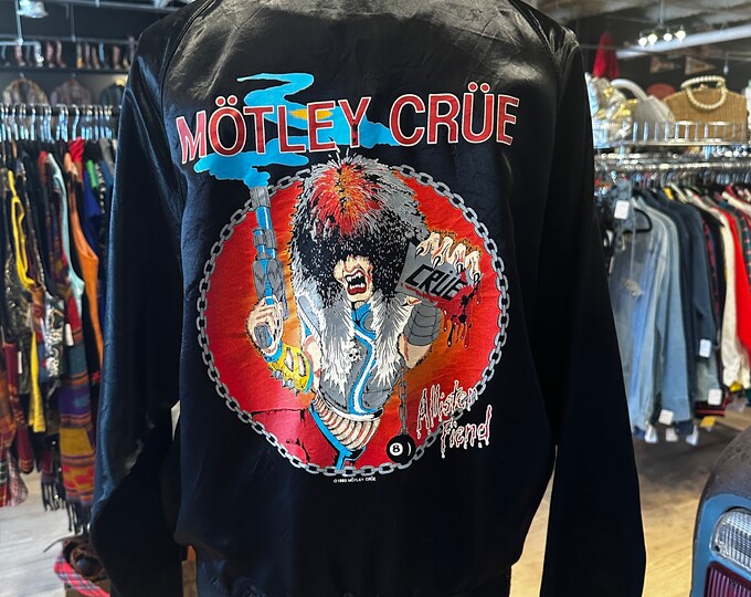 Vintage 1983 Motley Crue Allister Fiend Black Satin Jacket - Etsy