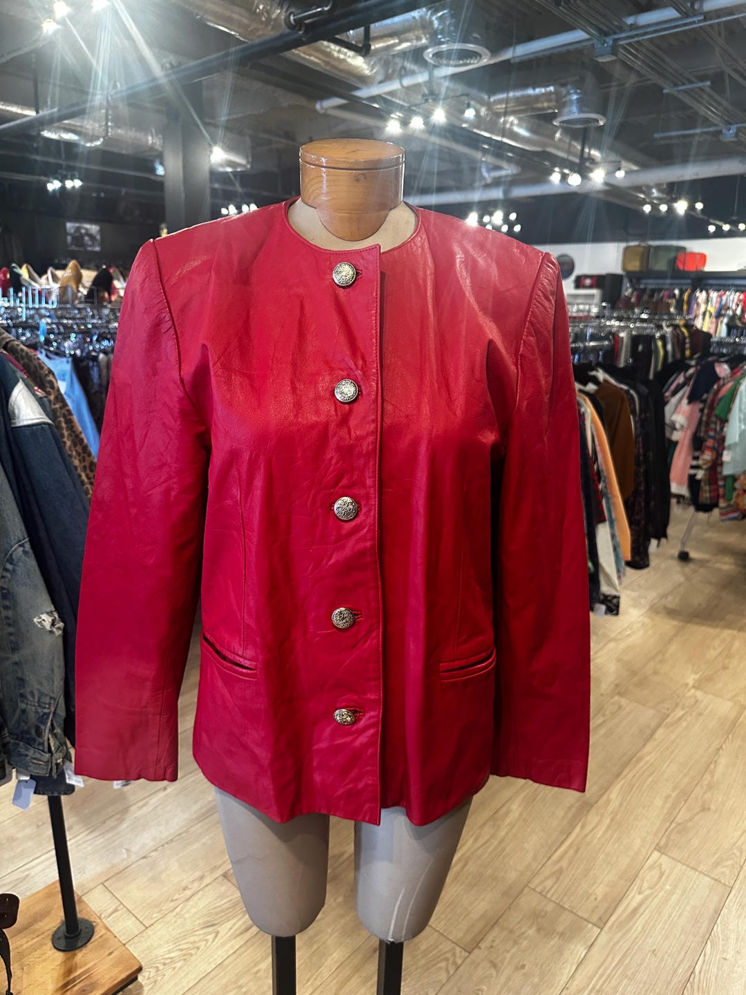 Womens Vintage 90’s Red Leather Jacket - Etsy
