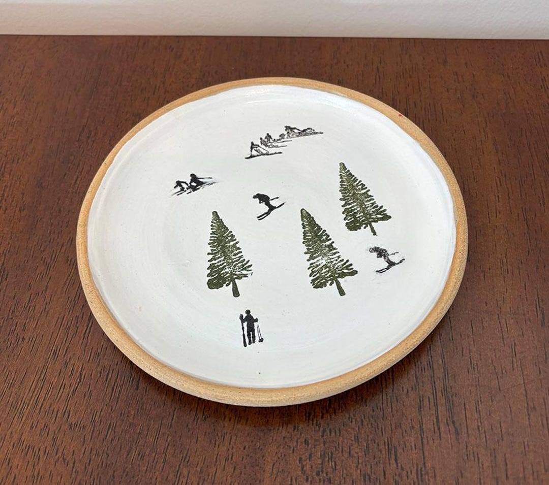 Skier Small Plate - Etsy