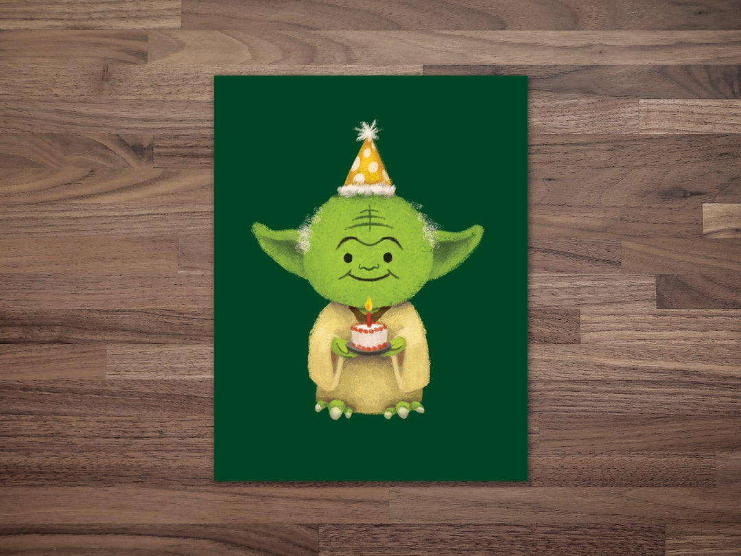 Star Wars Yoda Birthday Cake Card | Disney Holiday Greeting Card ...
