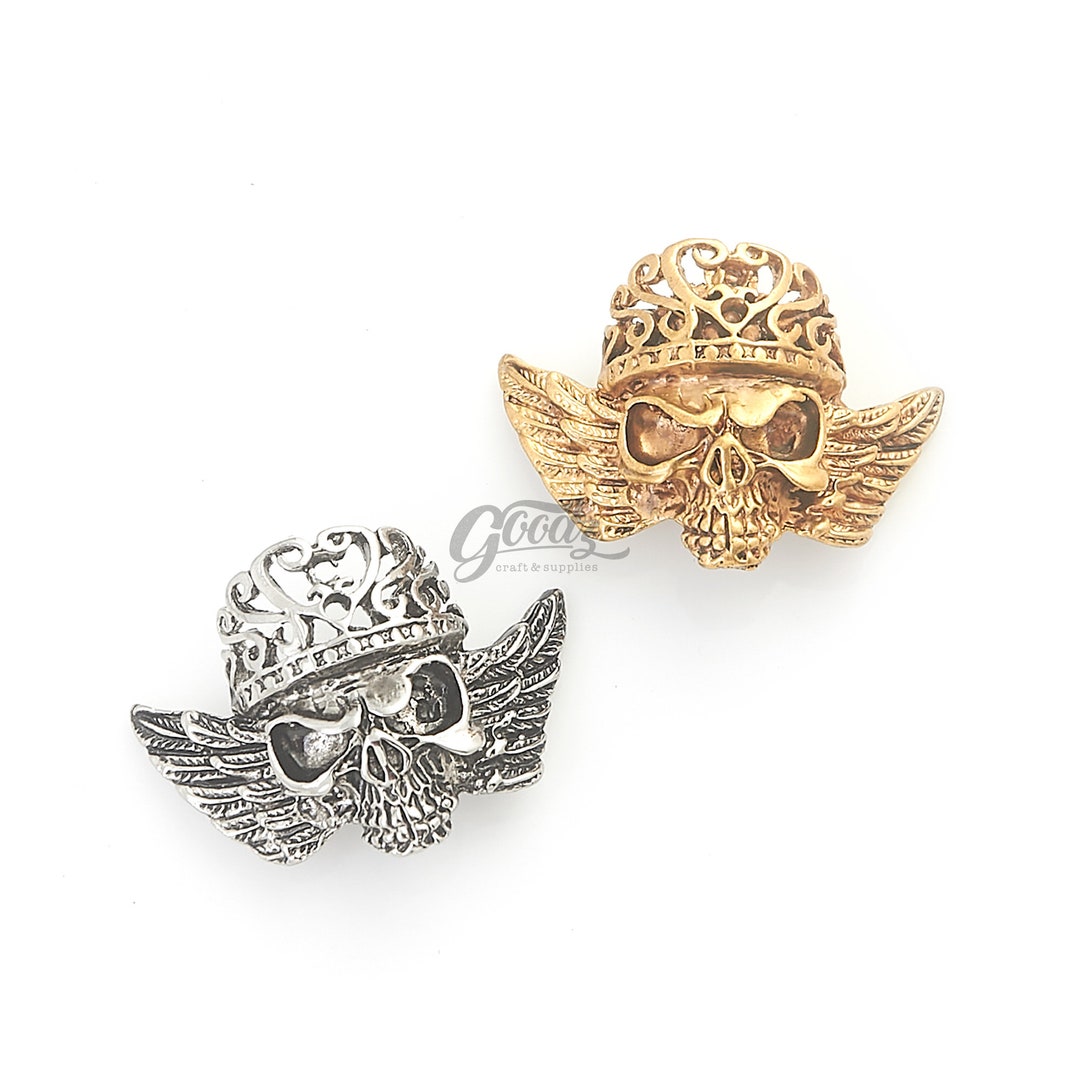 X2 Pieces Biker Skull Head Concho | Devil Silver Concho | Biker Style ...