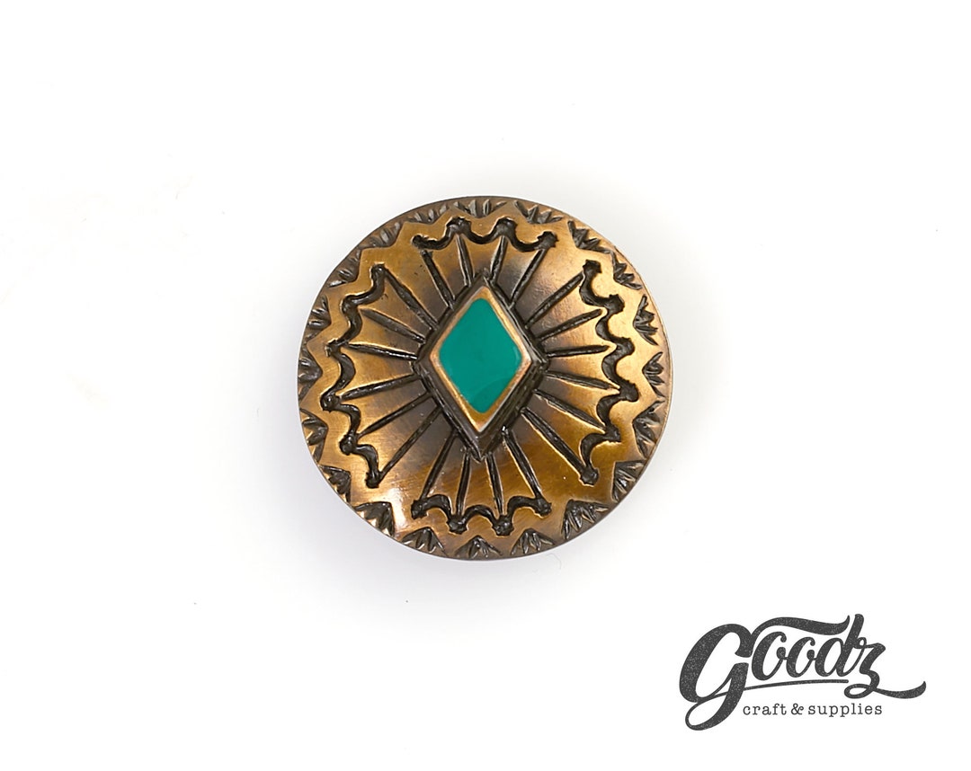 2pieces Round Concho Button | Vintage Concho Screw Back | Leather Craft ...