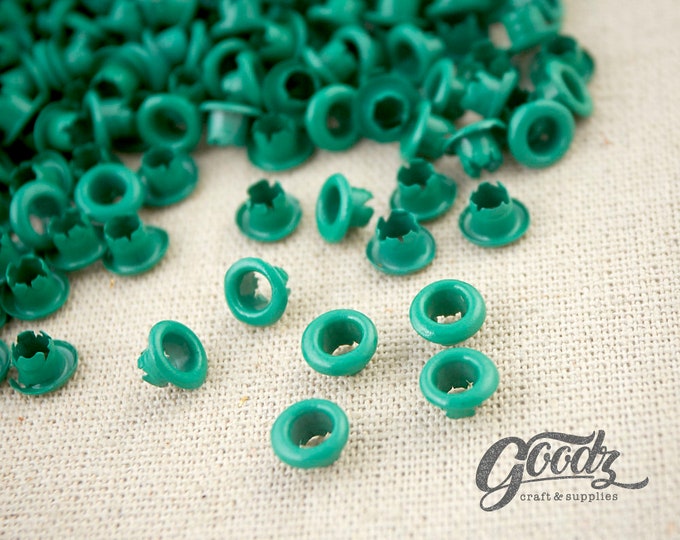 200PCS Hole Round Eyelets 4mm Inner Diameter Green / Green Eyelets ...