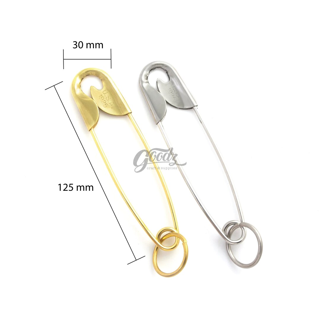 12.5cm Extra Large Solid Brass Safety Pin Brooch | Brooch Clip Key Hook ...