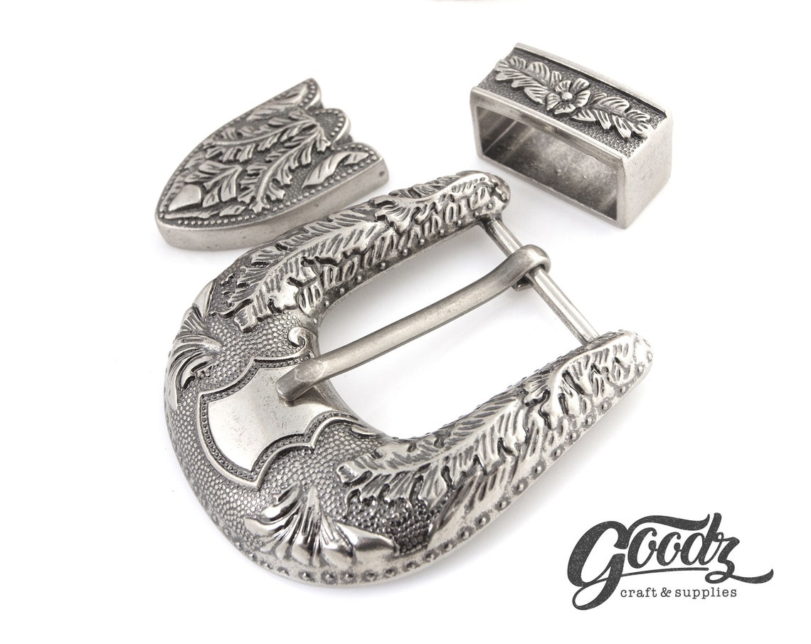 Western Cowboy Belt Buckle Set | , 1 3/8", 35mm, Antique Silver ...