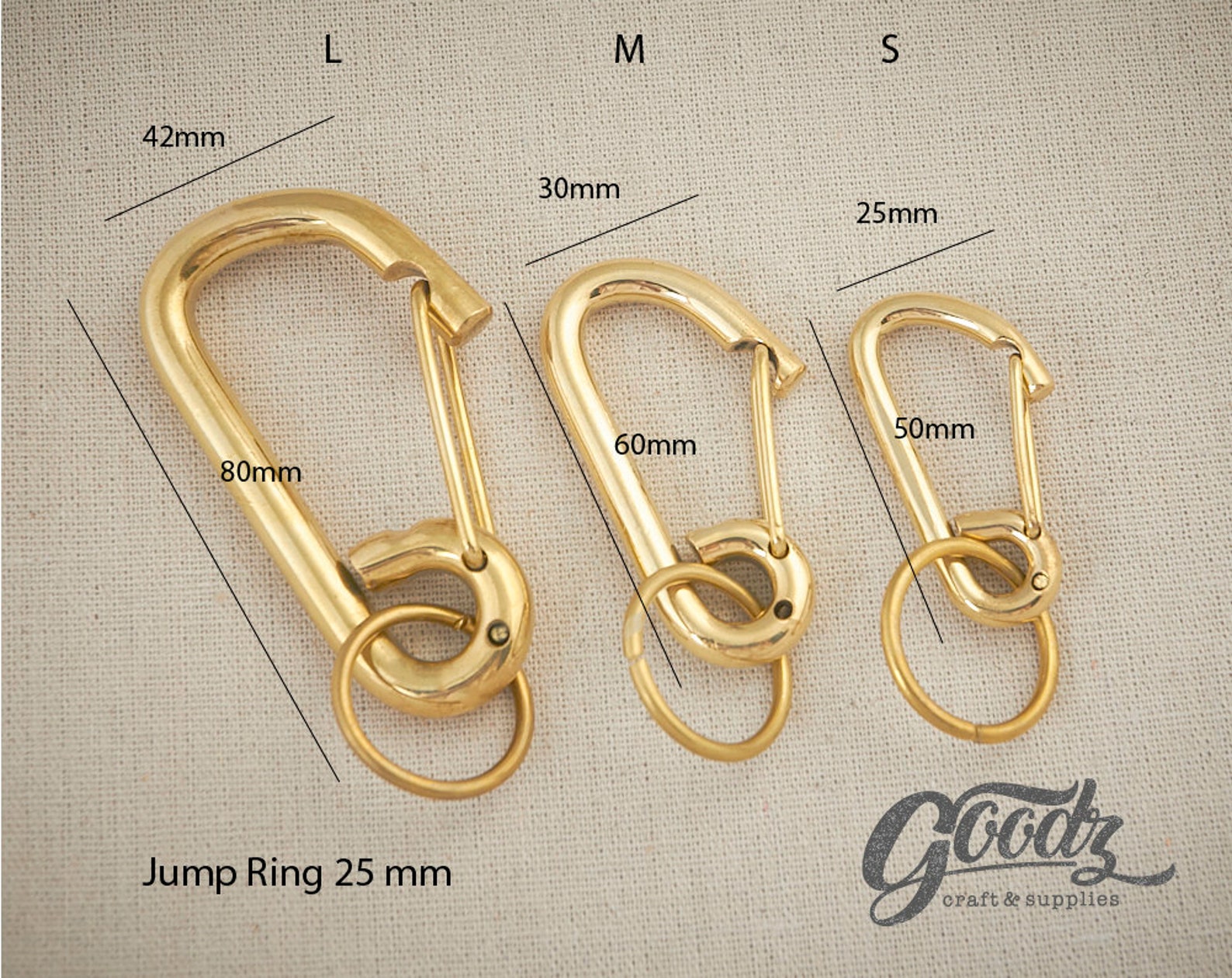 Brass Carabiner Spring Snap Clip D Shape Brasscarabiner | Etsy