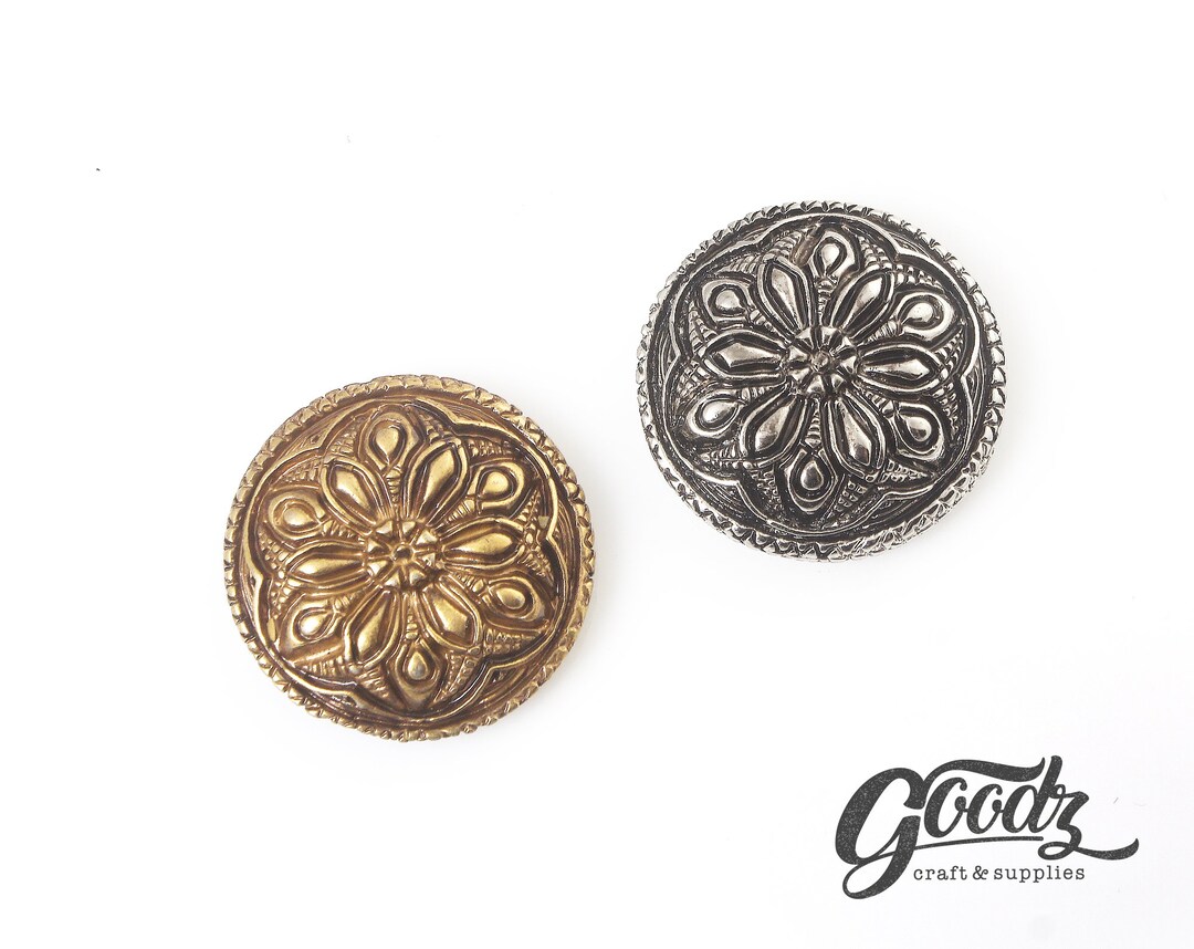 X2pieces 30mm Flower 2D Round Concho Decorate Concho Biker Concho ...