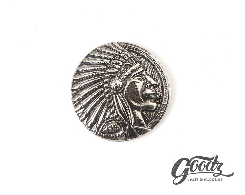 2D Indian Skull Head Round Concho Concho Screw Back Biker - Etsy