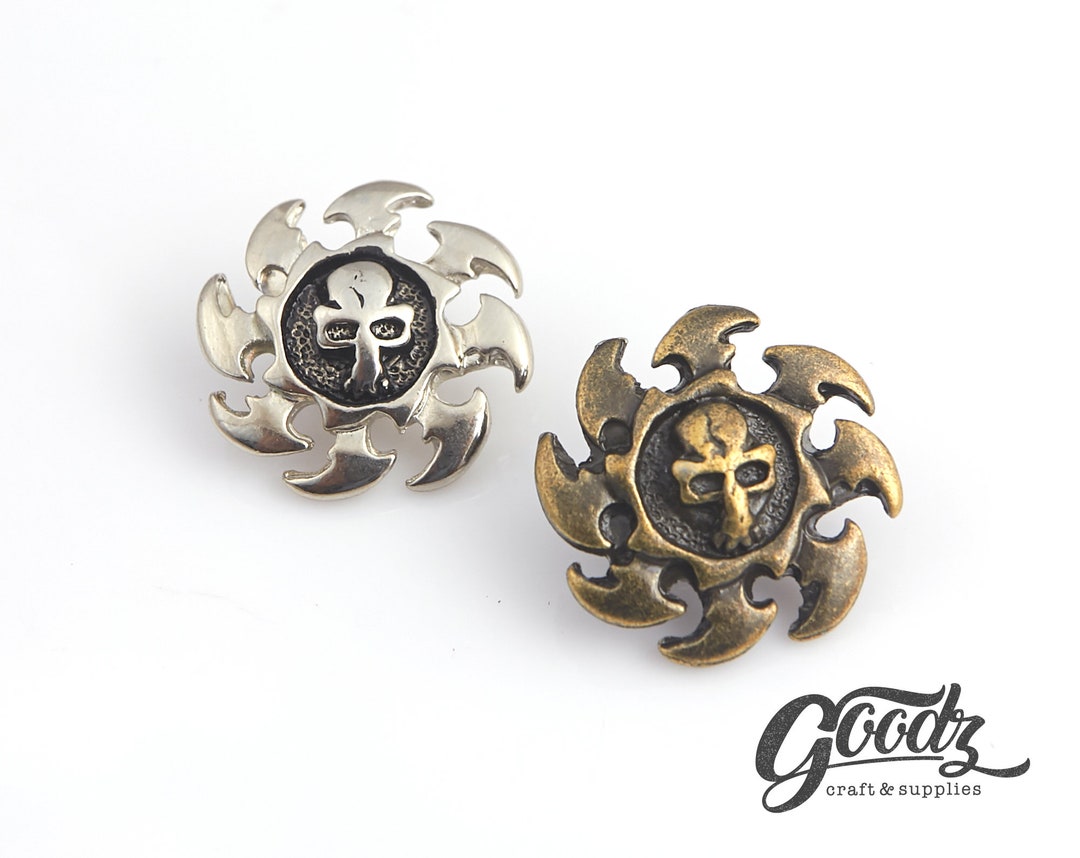 Antique Brass Skull Rivets - Set of 10pcs | Gothic Concho Rivet ...