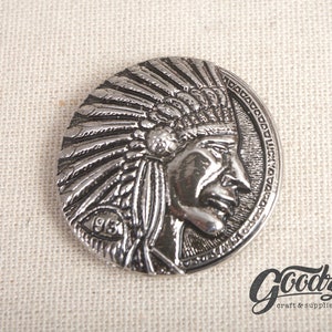 2D Indian Skull Head Round Concho Concho Screw Back Biker Concho Native ...