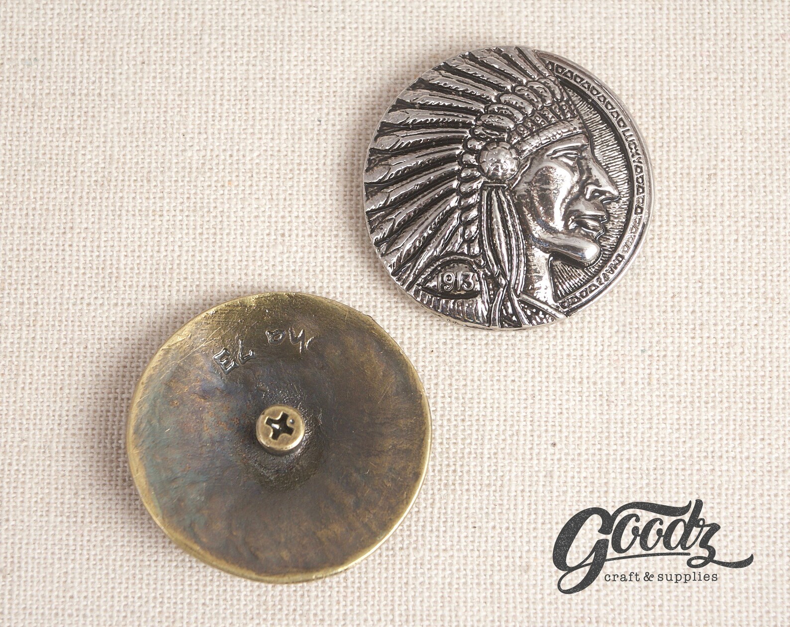 2D Indian Skull Head Round Concho Concho Screw Back Biker - Etsy