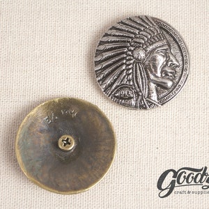 2D Indian Skull Head Round Concho Concho Screw Back Biker Concho Native ...