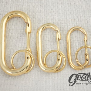 Solid Brass Hook Keychain Leather Craft Accessory Carabiner Clip Key ...