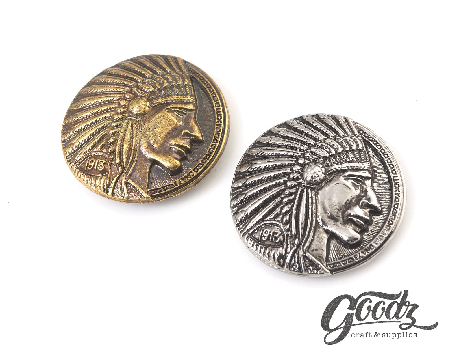 2D Indian Skull Head Round Concho Concho Screw Back Biker - Etsy