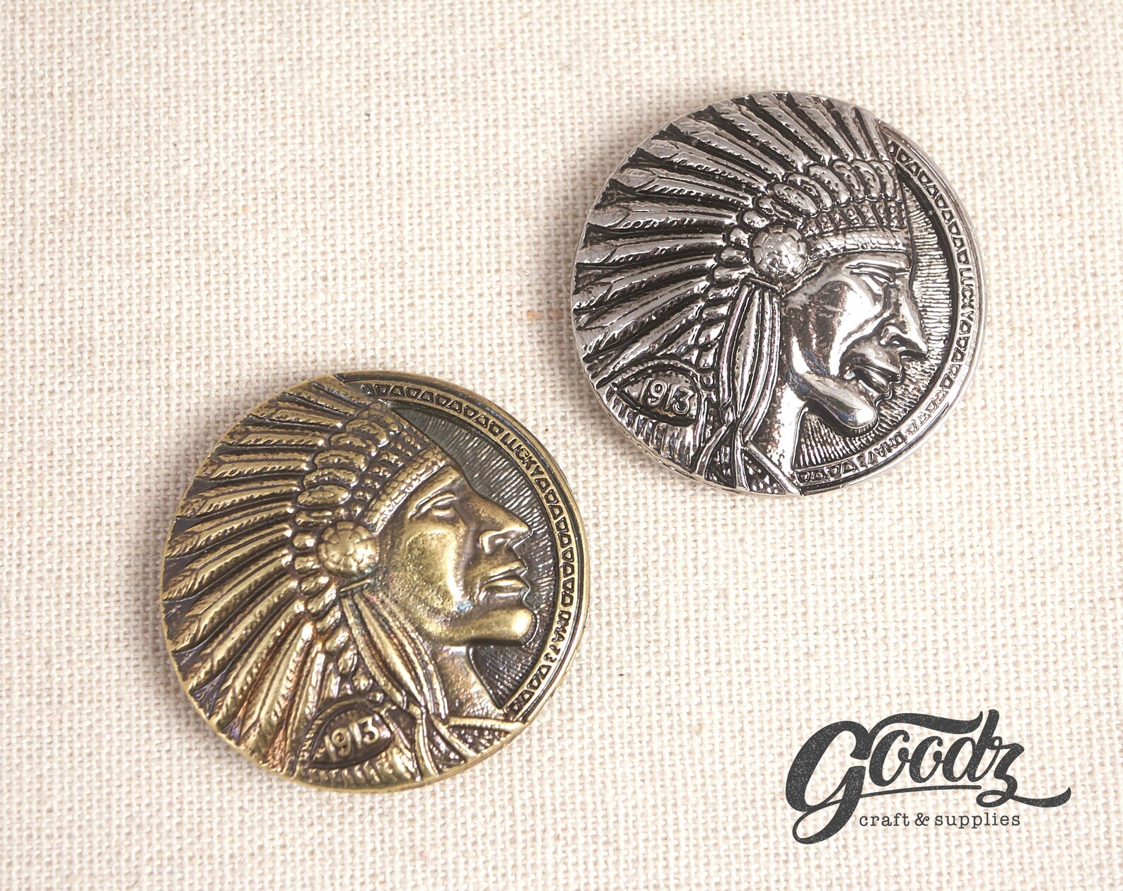 2D Indian Skull Head Round Concho Concho Screw Back Biker - Etsy