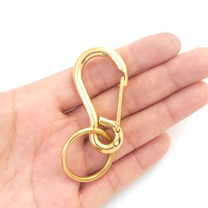 Heavy Duty Raw Brass Carabiner Keychain Clasp Ear Belt Keychain / Brass ...
