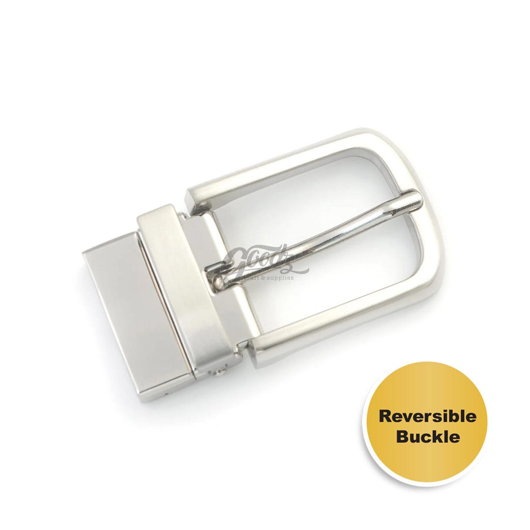 30mm, 1/8" Silver Reversible Belt Buckle | Polished Replacement Clamp ...