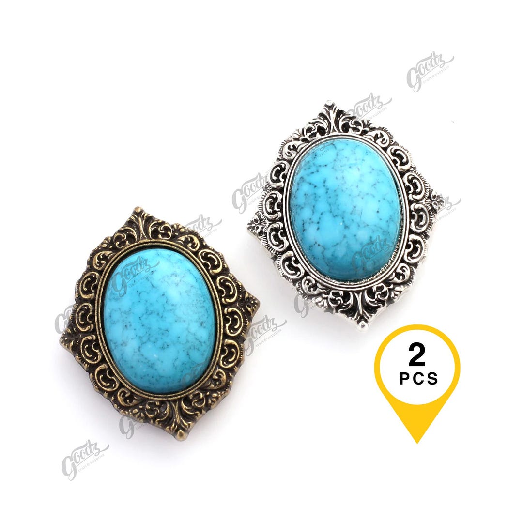 Blue Turquoise Stone Conchos (x2pcs): Vintage Leather Belt/wallet ...