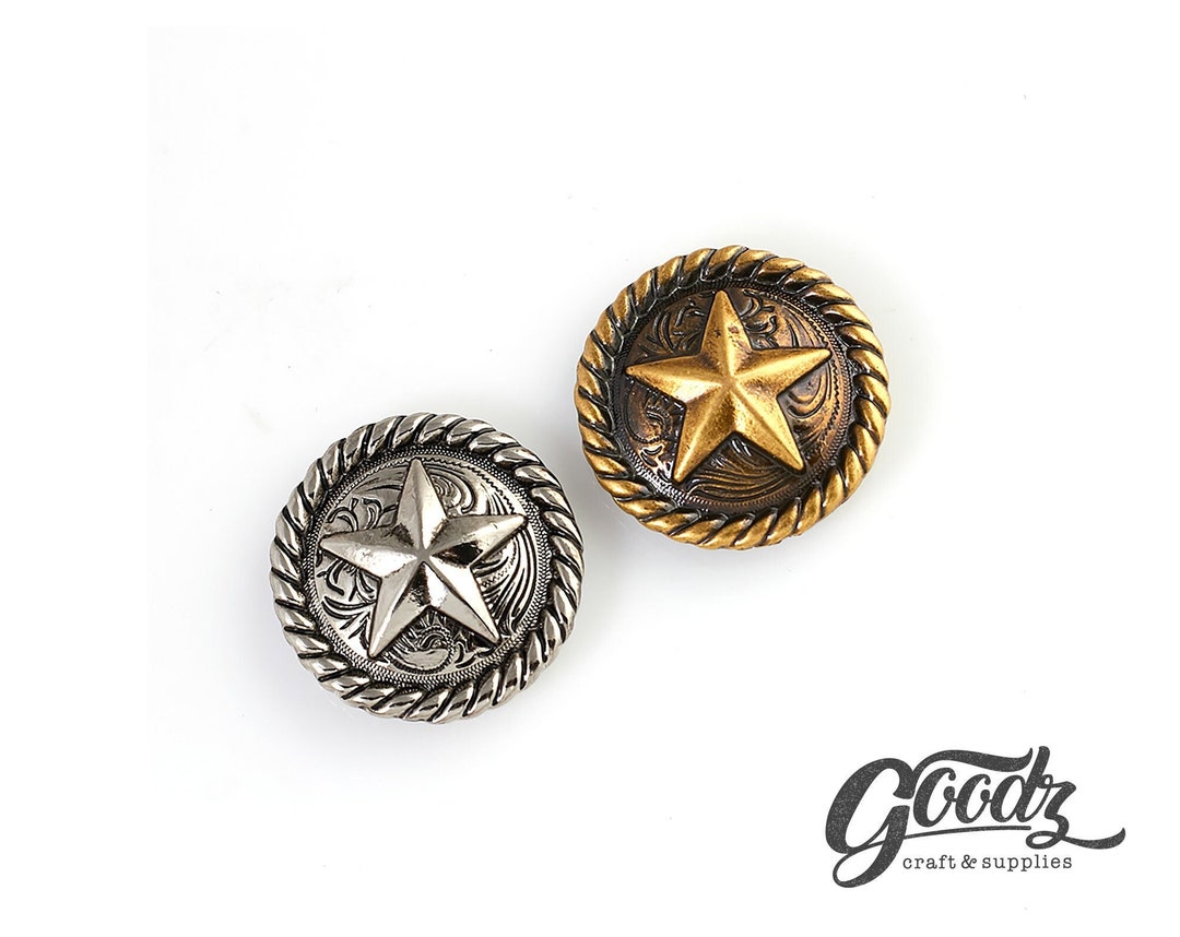 1 1/4” Round Star 2D Concho | Wallet Concho | Decorate Concho | Biker ...