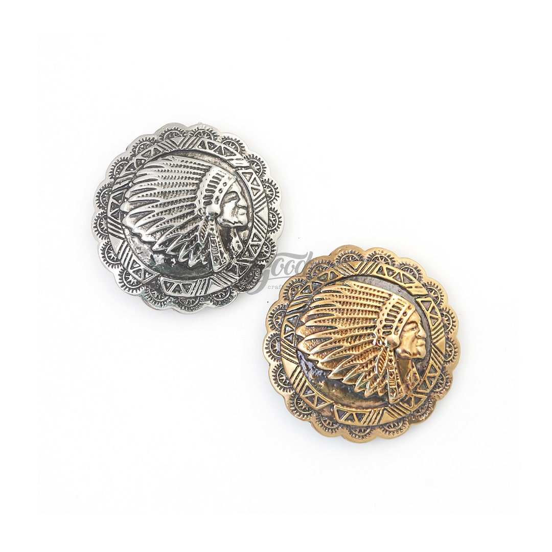 2PCS Indian Style Concho Round Coin Concho Wallet Decor for Biker ...