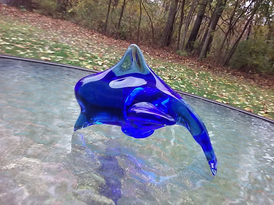 Art Blown Glass Dolphin Blue 4.25 Animal Figurine - Etsy