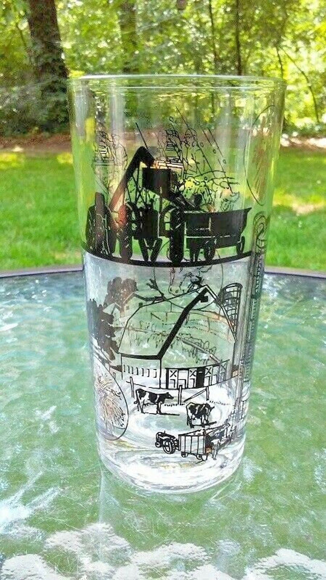 Vtg Farm Drink Glass Tumbler 5.5 Tall Cow Farming - Etsy
