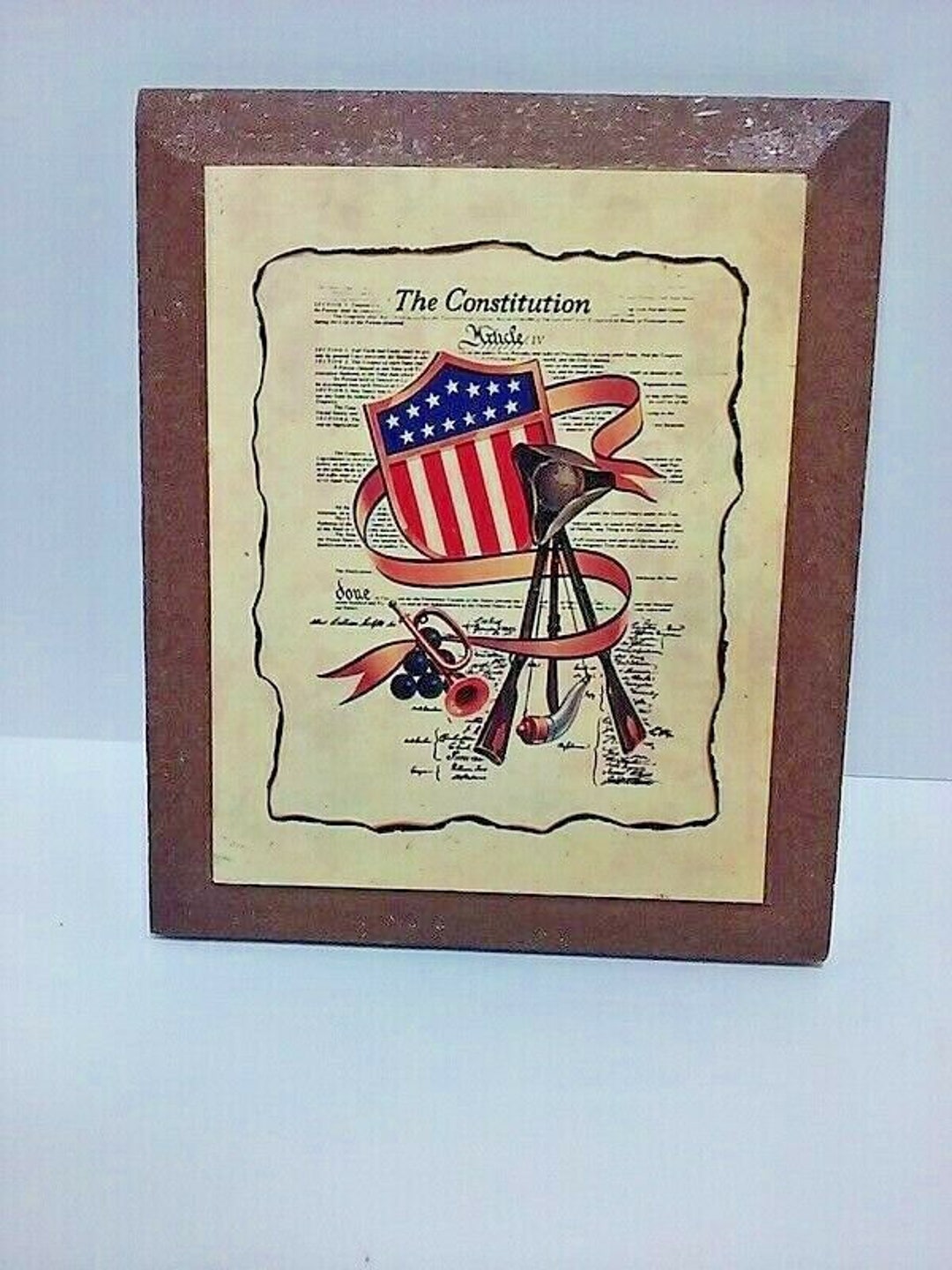 Vtg the Constitution Article IV Wooden 6" Wall Plaque Sign Rifle Shield ...