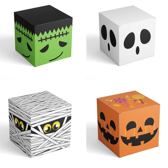 Ready to Print Halloween Character Party Favor Boxes - Printable, Set ...