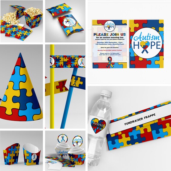 Printable Autism Fundraising Party Decor Value Pack, 24 pcs - with ...