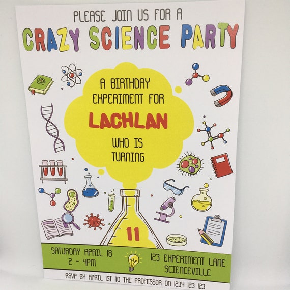 Editable & Printable Science Party Invitation Template, 5x7in - Double ...