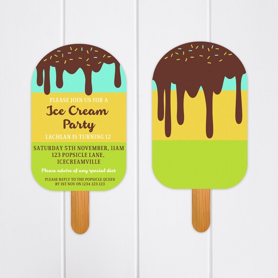 Editable Printable Ice Cream Popsicle Party Invitation Template 