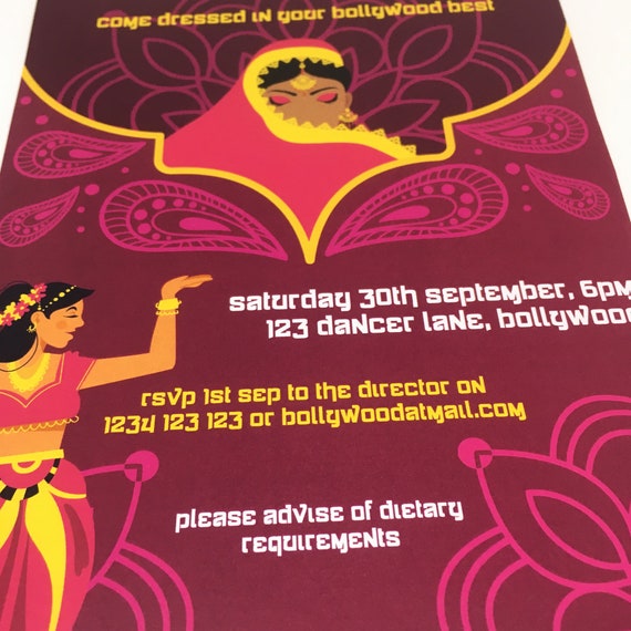 Editable & Printable Bollywood Party Invitation Template, 5x7in ...