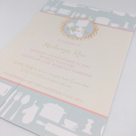 Editable & Printable Kitchen Tea Party Invitation Template, 5x7in ...