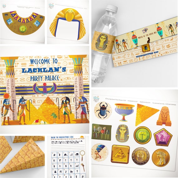 Editable & Printable Egyptian Archaeology Party Decor Value Pack, 27 ...
