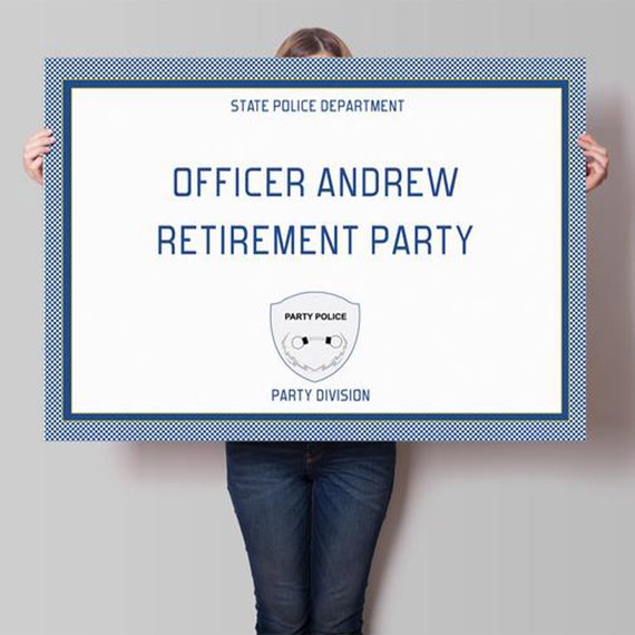 Editable & Printable Police Party Backdrop Template A0 Size - Blue and ...