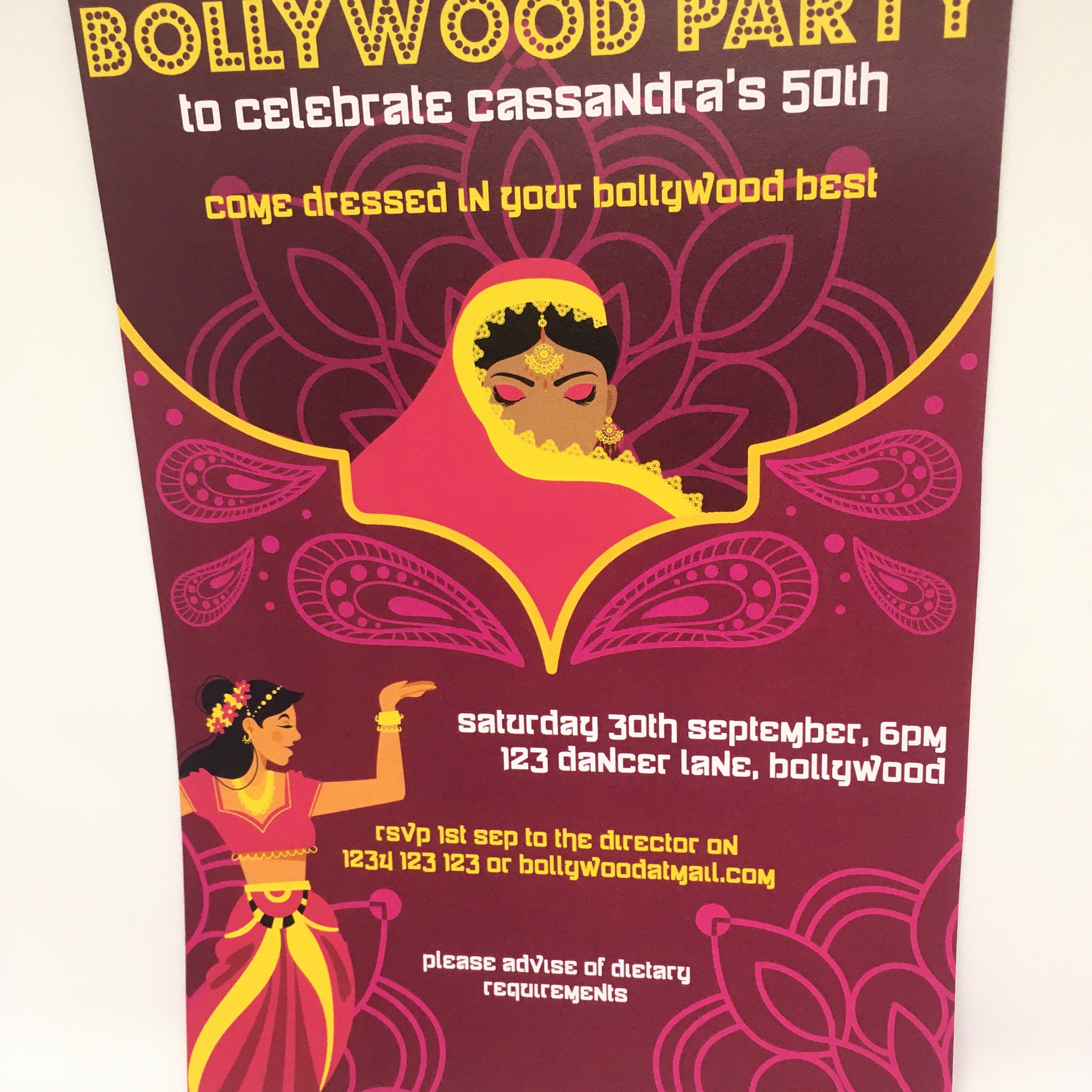Editable & Printable Bollywood Party Invitation Template | Etsy