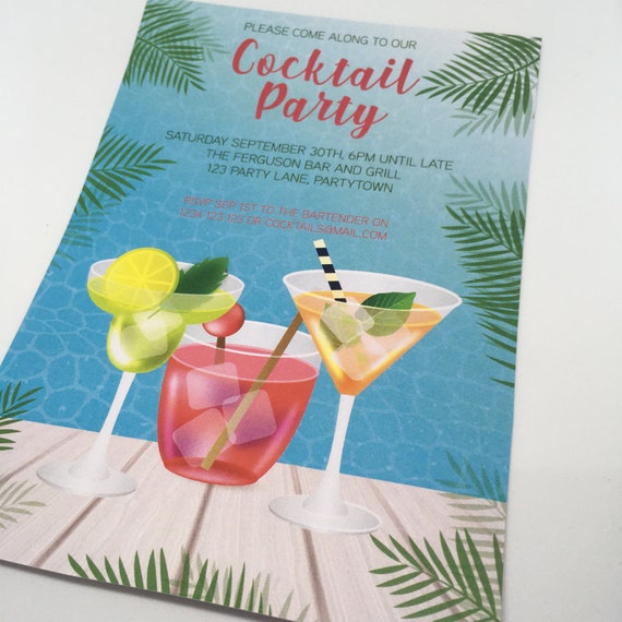Editable & Printable Summer Cocktail Party Invitation Template, 5x7in ...