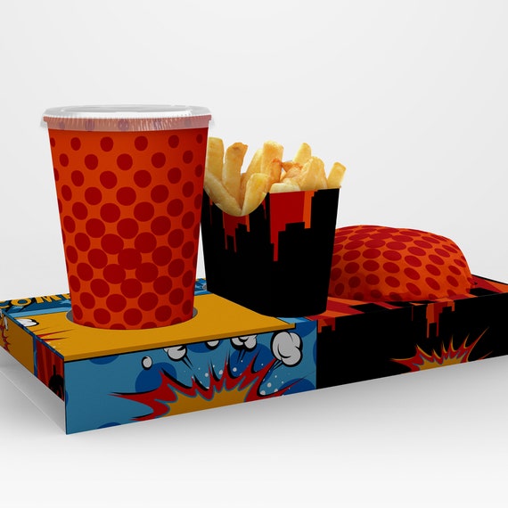 Ready to Print Comic Superhero Party Lunch Box Printable, 3 pcs ...