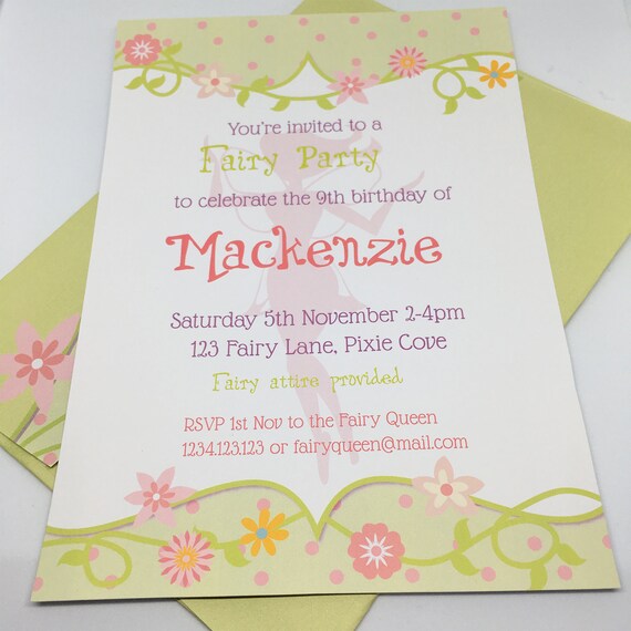 Editable Printable Fairy Garden Party Invitation Template 5x7in 