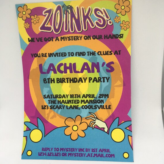 Editable & Printable Zoinks Party Invitation Template, 5x7 in - Purple ...