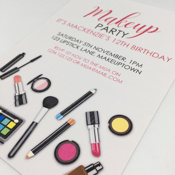 Editable & Printable Makeup/Cosmetics Party Invitation Template, 5x7in ...