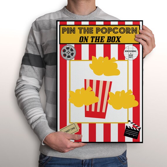 Ready to Print Pin the Popcorn on the Box Party Game Printable, A3 Size ...