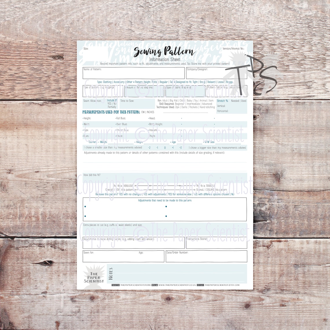 Sewing Pattern Information Worksheet | Sewing Garments | Sew a Pattern ...